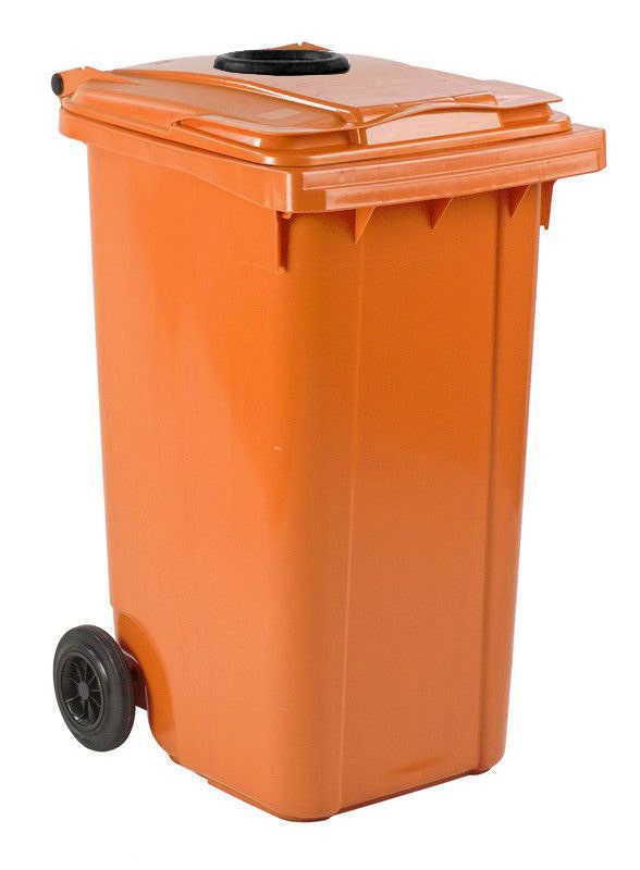 Afvalcontainer 240 liter oranje met driekantslot | Binqer